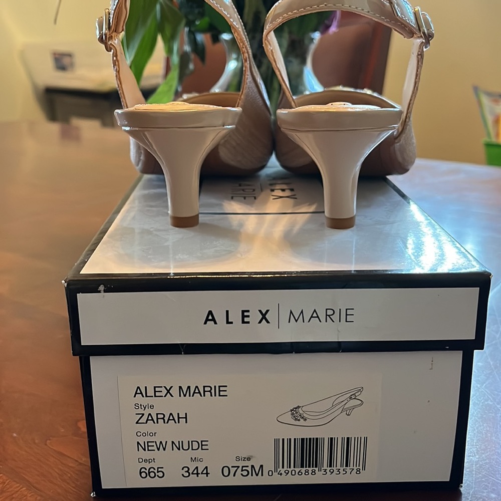 Alex Marie Beige, Nude Color Sling Back Shoes. - Gem
